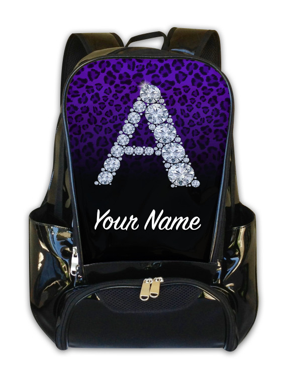 Purple/Black Cheetah Personalized Backpack - Cheer Luggage