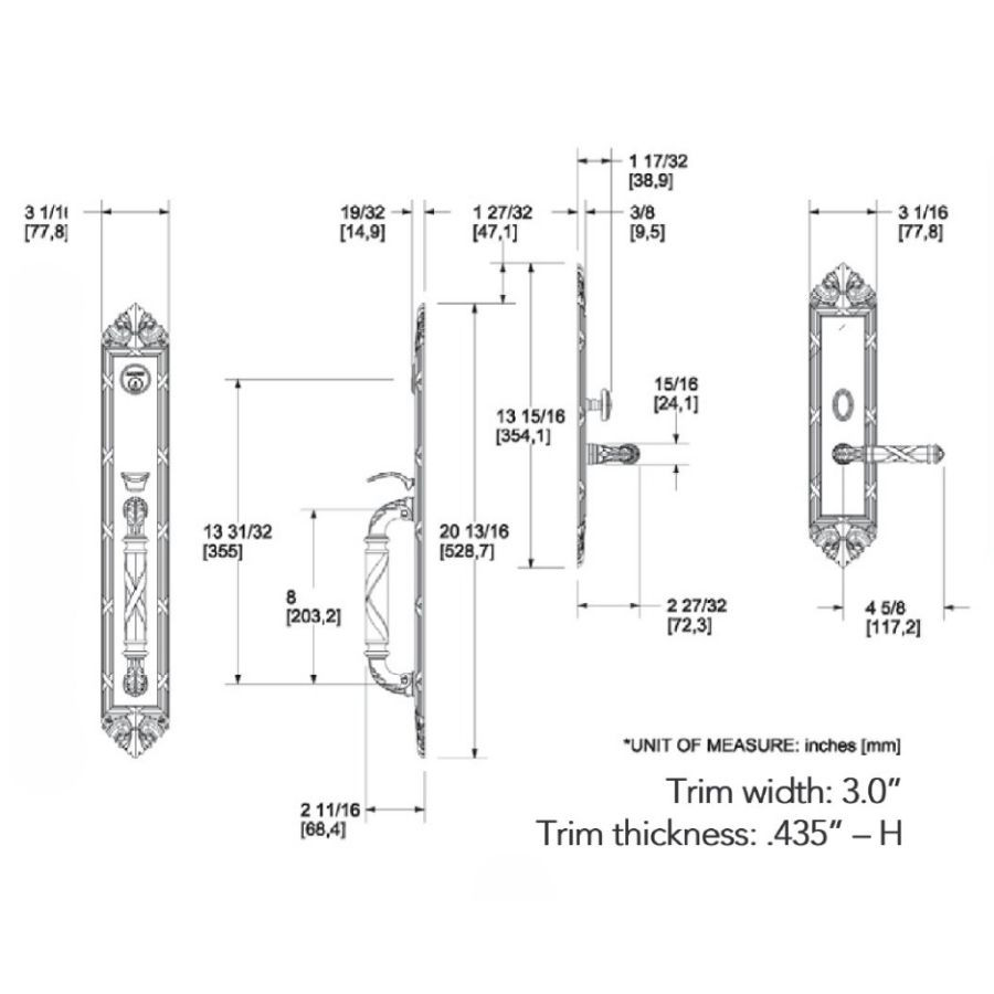 Baldwin Estate 6952 Edinburgh Mortise Handleset