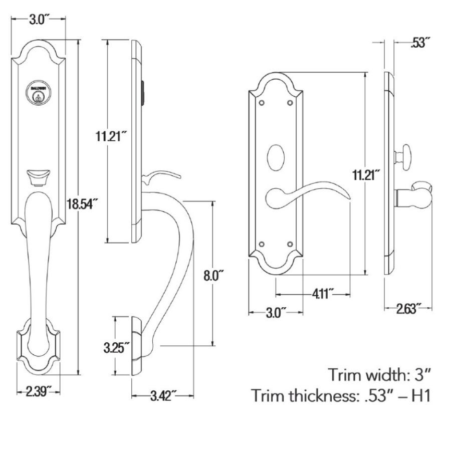 Baldwin Estate M512 Boulder Mortise Handleset with interior lever