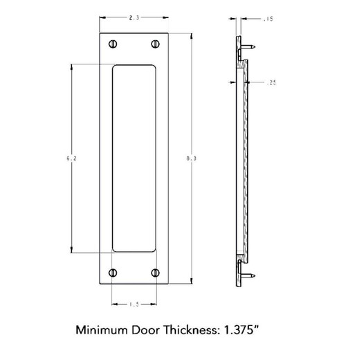 Baldwin PD005 Santa Monica Large Pocket Door Full Dummy Set