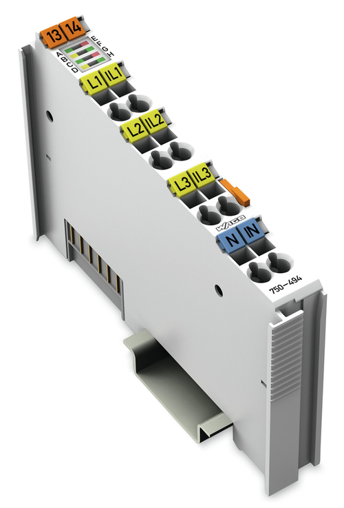 WAGO 750-494 3-Phase Power Measurement; 480 VAC, 1 A; light gray