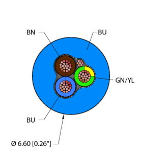 Turck BLU,PVC,1STPX18+1X18,S-DF,ITC Bulk Cable