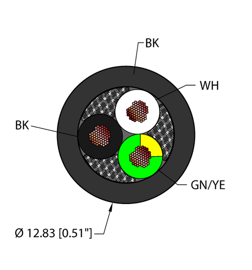 TURCK BLK,TPE,3X10,TCERDB Bulk Cable
