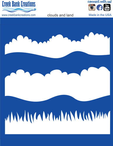 Clouds & Land Template stencil, T1970, Stencil