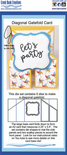 Diagonal Gatefold Die Card Base, D1944, slimline. slim line
