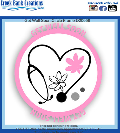 Get Well circle frame die, D20058