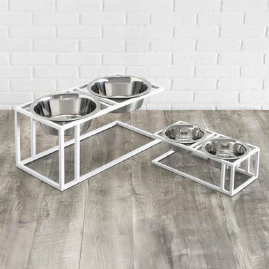 Cityline Double Elevated Dog Bowls | Raised Feeder | dogIDs