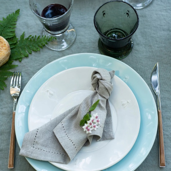 La Rochere Ceramic Dinner Plates/ Blue - Napoleon Bee - Set of 4 - La ...