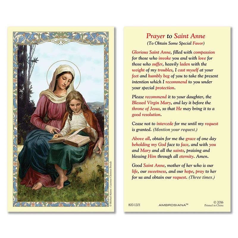 St. Anne Laminated Holy Cards - 25/pk - [Consumer]Catholic Gifts & More