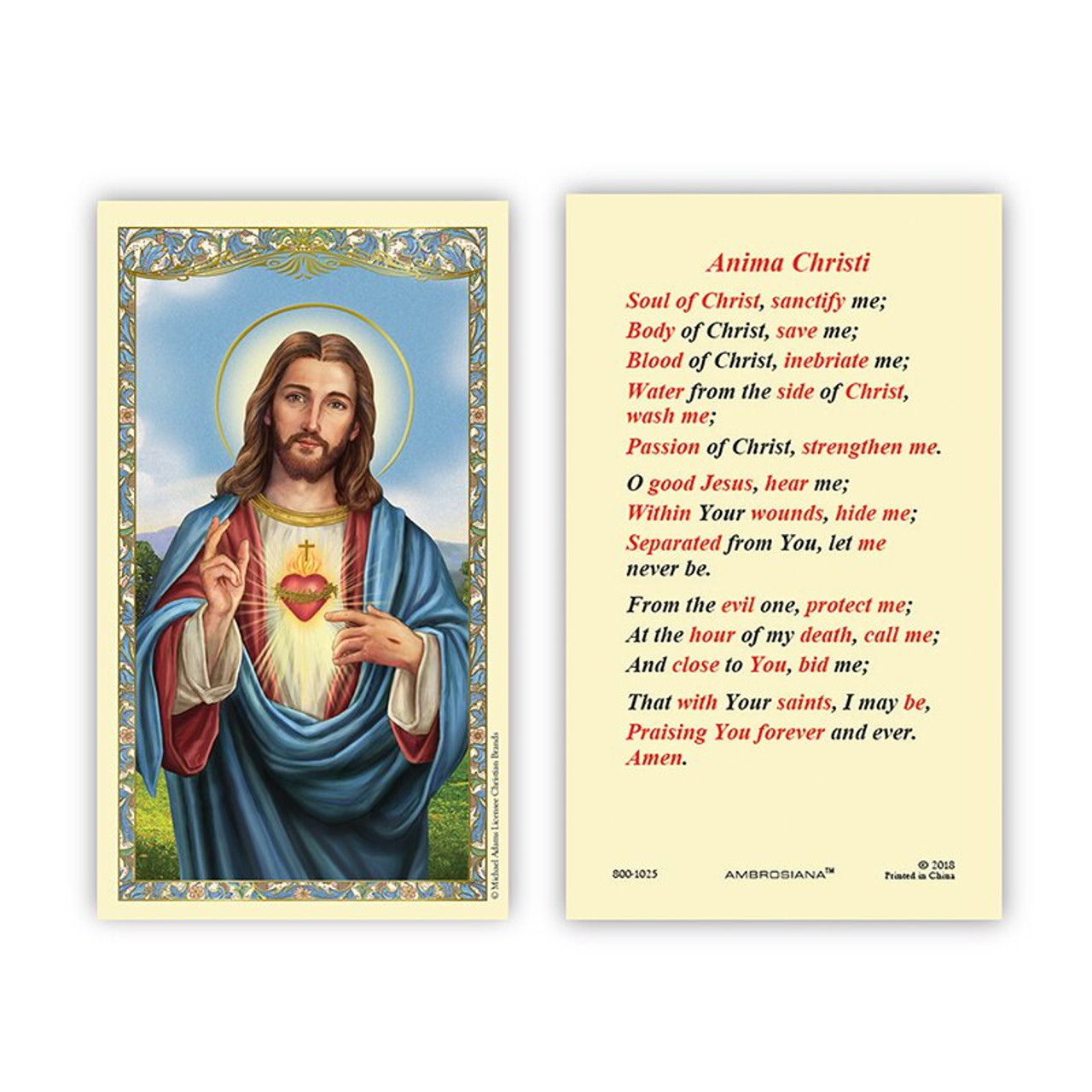 Sacred Heart Laminated Holy Cards - 25/pk