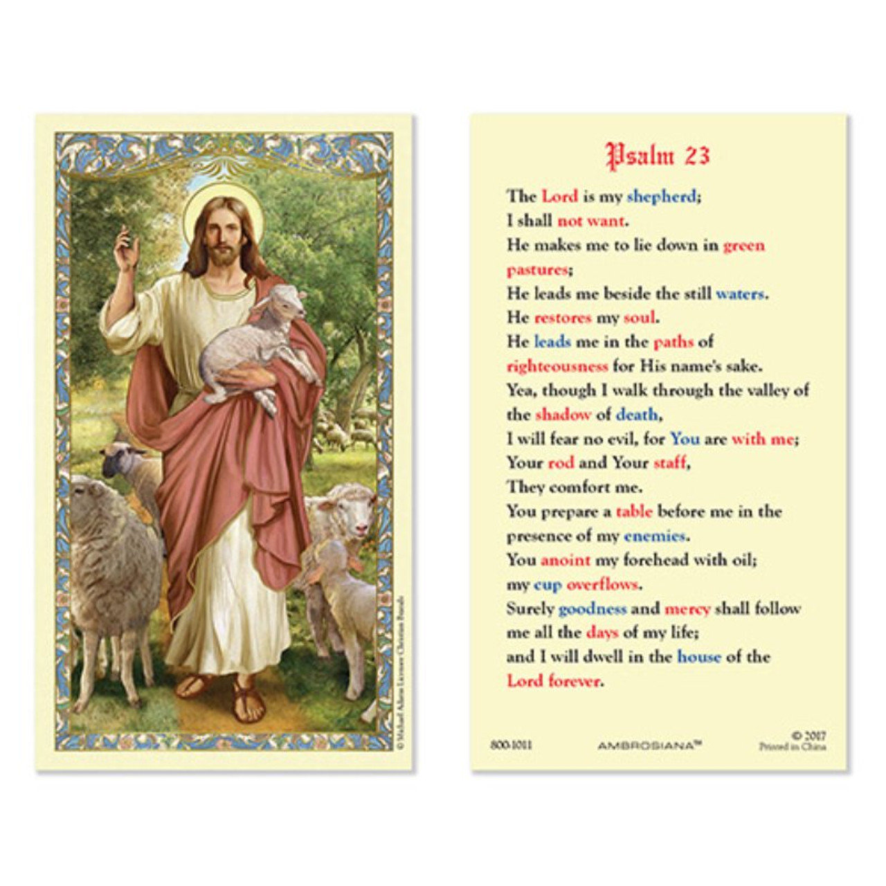 Christ the Good Shepherd Laminated Holy Cards (Psalm 23) - 25/pk