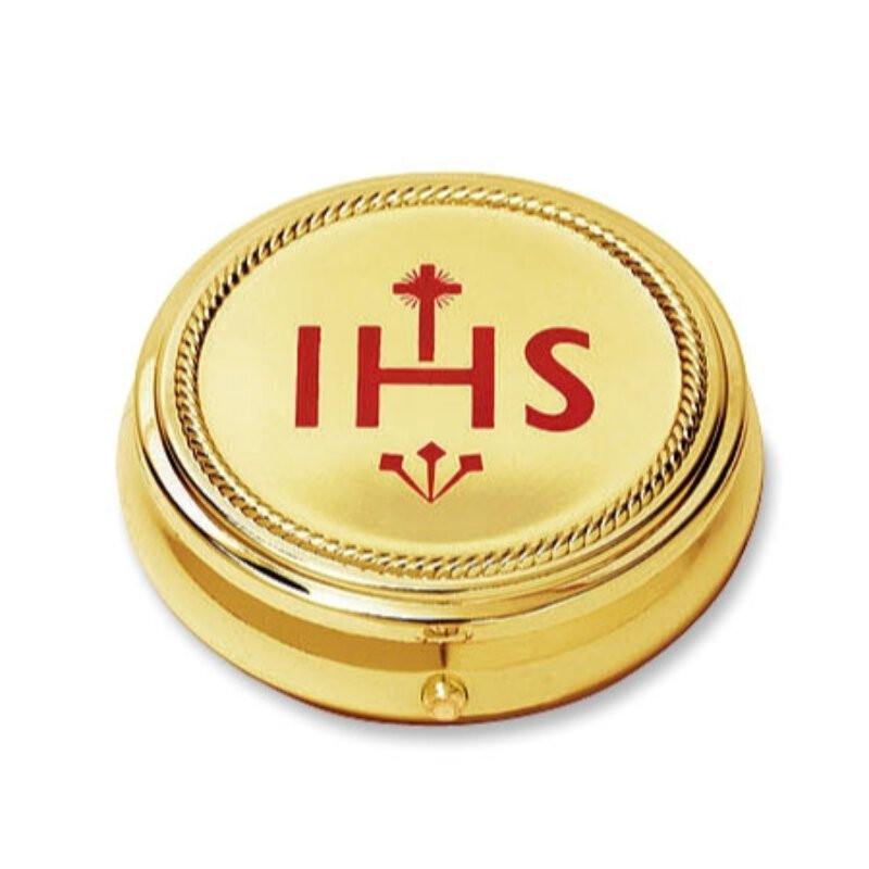 Hospital Pyx with Leather Burse - Gold Finish - Catholic Gifts and More