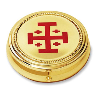 Hospital Pyx with Leather Burse - Gold Finish - Catholic Gifts and More