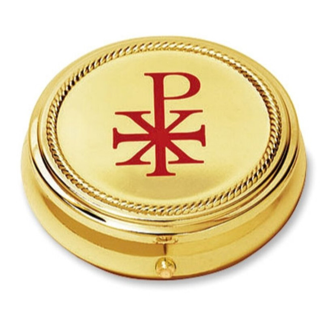 Hospital Pyx with Leather Burse - Gold Finish - Catholic Gifts and More