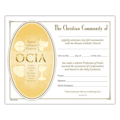 OCIA Certificates - 100/pk - [Consumer]Catholic Gifts & More
