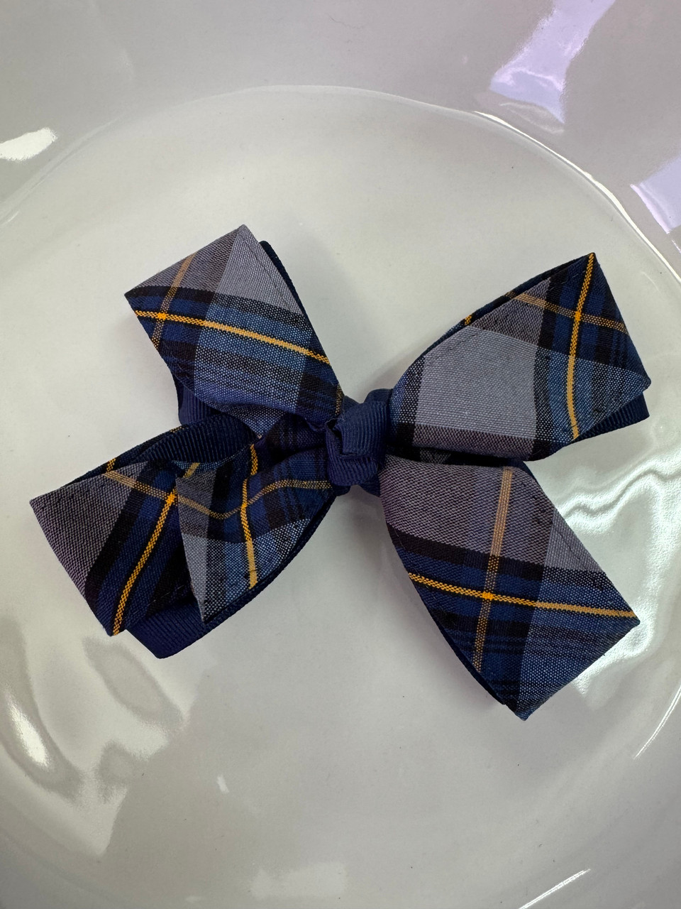 P57 Plaid & Ribbon 4 looped bow - Educational Outfitters - Tampa