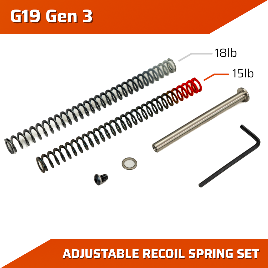 G19 Gen 3 Adjustable Recoil Spring Assembly (18lb, 15lb), Captured ...