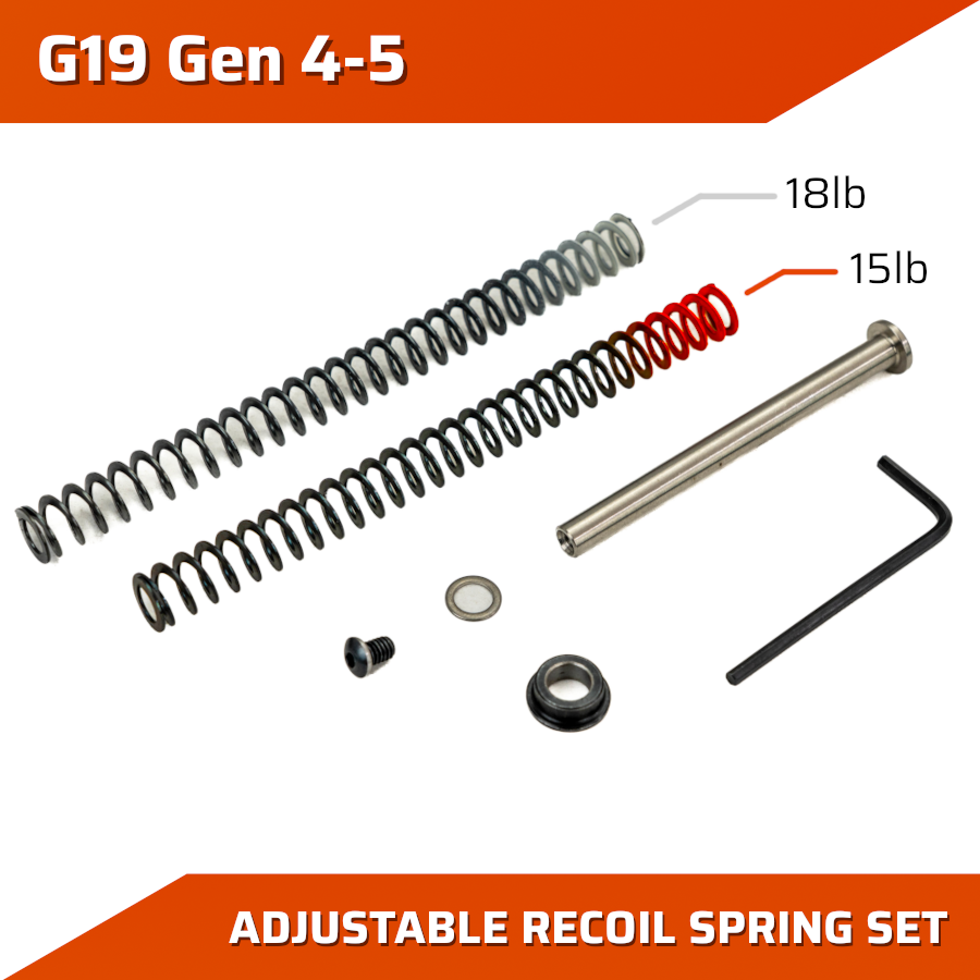 G19 Gen 4-5 Adjustable Recoil Spring Assembly (18lb, 15lb), Captured ...