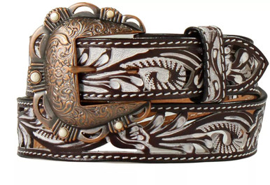 Angel Ranch® Ladies' Brown Floral White-Washed Belt