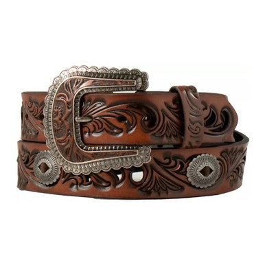 Angel Ranch® Ladies' Brown Filigree Oval Conchos Belt