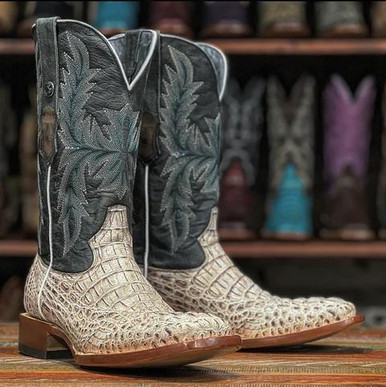 Tanner Mark® Men's Natural/Black Hornback Gator Print Square Toe Boots
