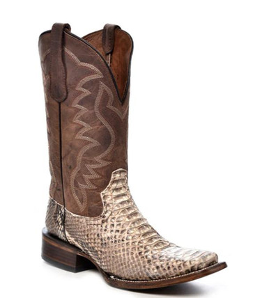 Corral® Men's Natural Python/Brown Square Toe Boots