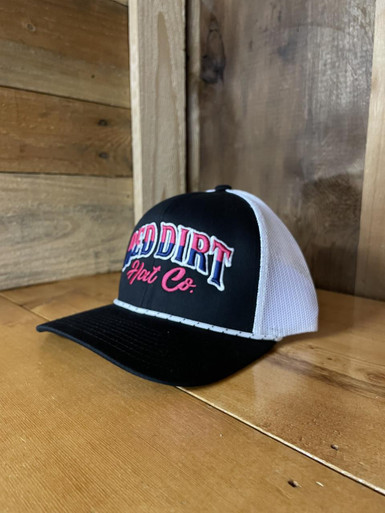 Red Dirt Hat Co® Black/White with White Rope Multicolor Logo Cap