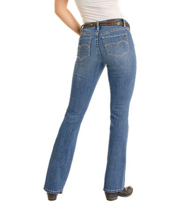 Rock & Roll Denim® Ladies' Curved Embrodery MR Boot Cut Jeans
