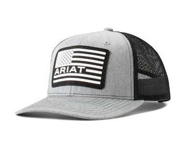 Ariat® Youth Grey/Black Rubber USA Flag Patch Cap