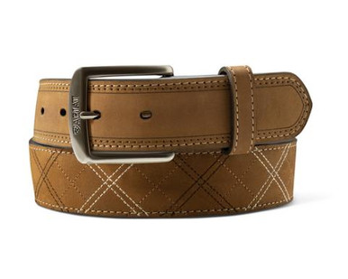 Ariat® Men's Brown Cross-Stitched Body Leather Belt