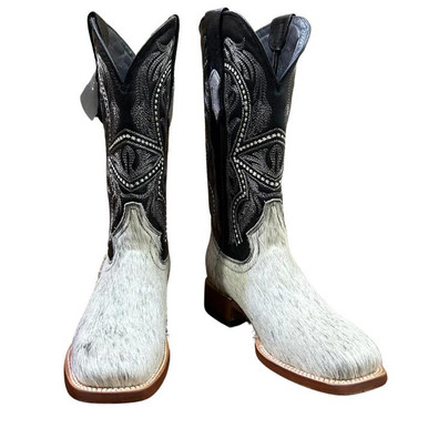Tanner Mark® Ladies' Salt & Pepper Cowhide Square Toe Boots