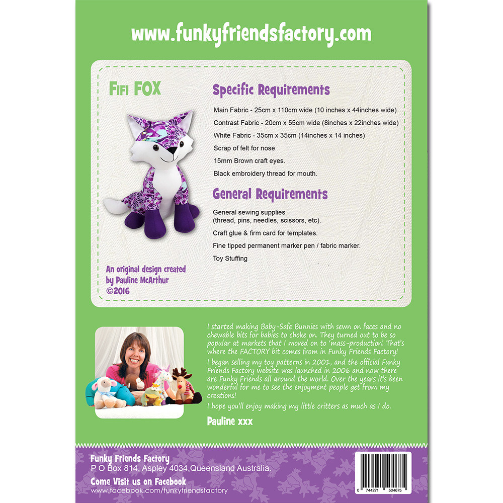 Fifi Fox Soft Toy Sewing Pattern