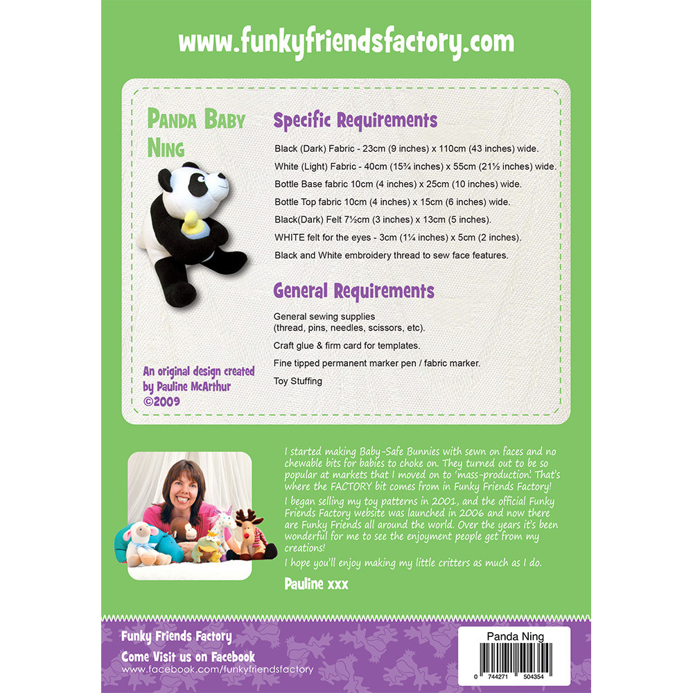 Panda Baby Ning Soft Toy Sewing Pattern
