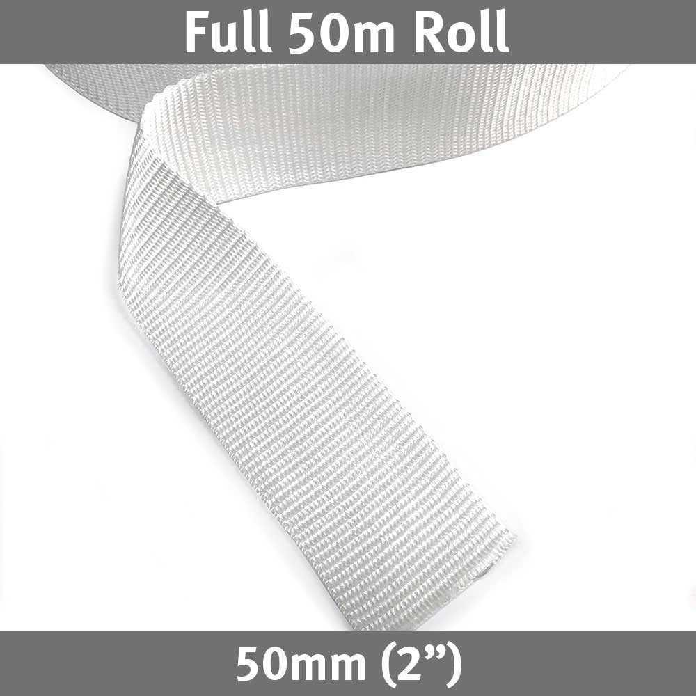 Polypropylene Webbing 50mm (2") White 50m Roll