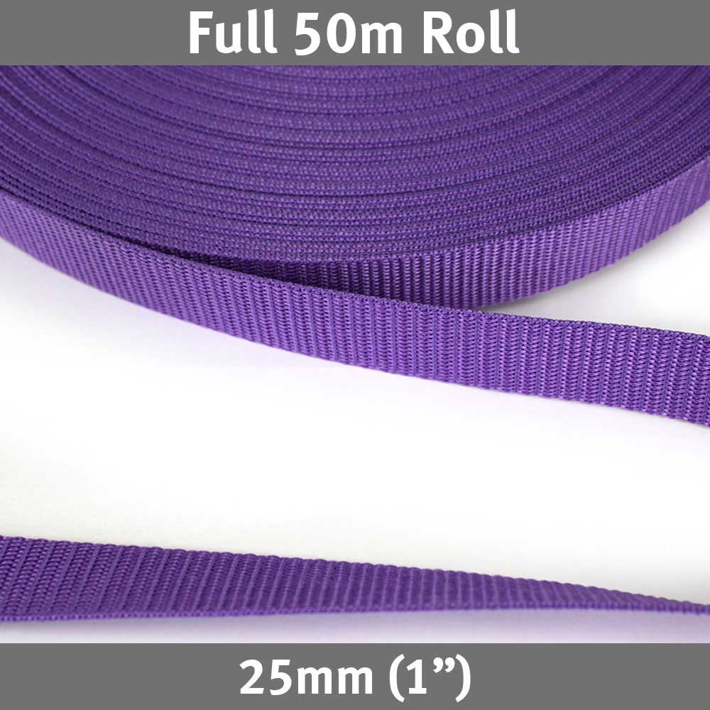 Polypropylene Webbing 25mm (1") Purple 50m Roll