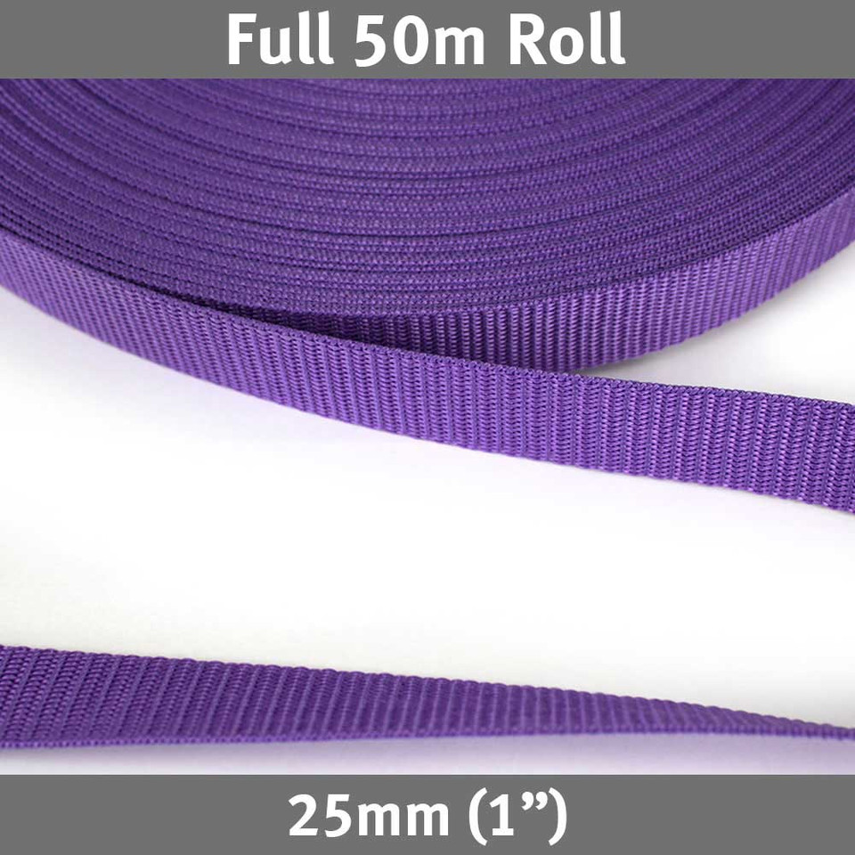 Polypropylene Webbing 25mm (1") Purple 50m Roll
