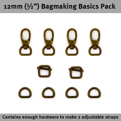Bag Hardware Basics Pack 12mm (1/2") Antique Brass