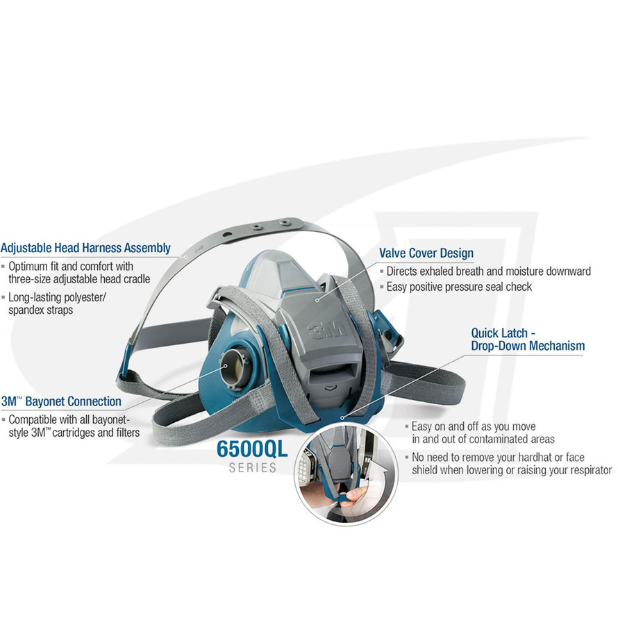 3M™ Rugged Comfort Half Facepiece 6500 QL Series - Arc-Zone.com, Inc
