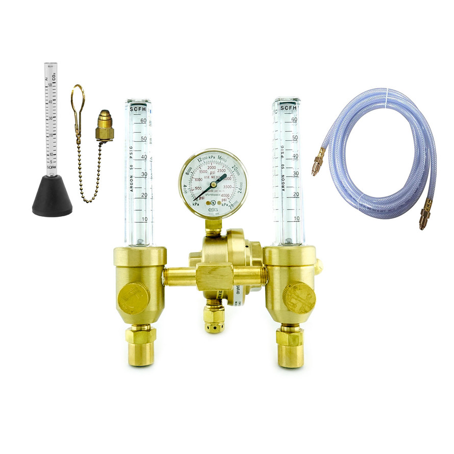 Premium Dual Argon Flowmeter/Regulator | Arc-Zone