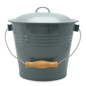 Enamel Bucket With Lid 23cm/5l Grey - Marcia's on Montague