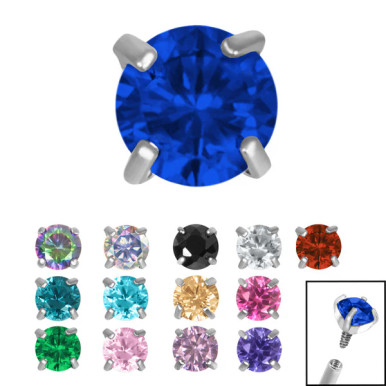 Internally Threaded Claw Set CZ Jewel Labret