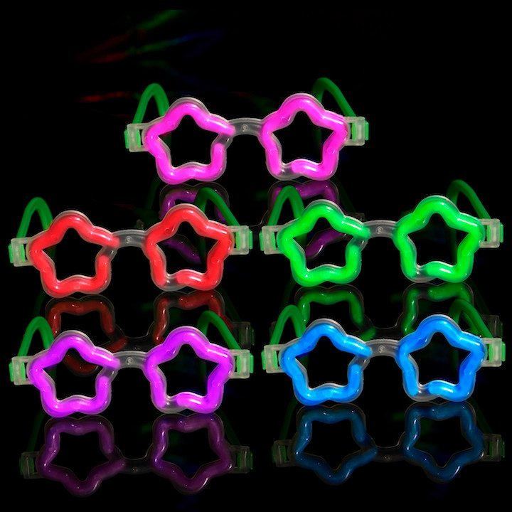 Glow Star Shaped Glasses Assorted 12 Pack