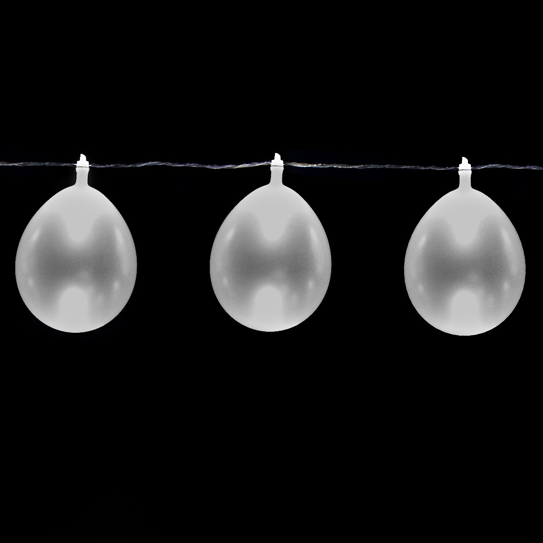 LED Balloon String Lights 13 feet/10 Balloons Silver
