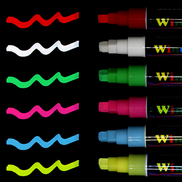Neon Markers 6-Pack for LED Memo Board | Glow Markers