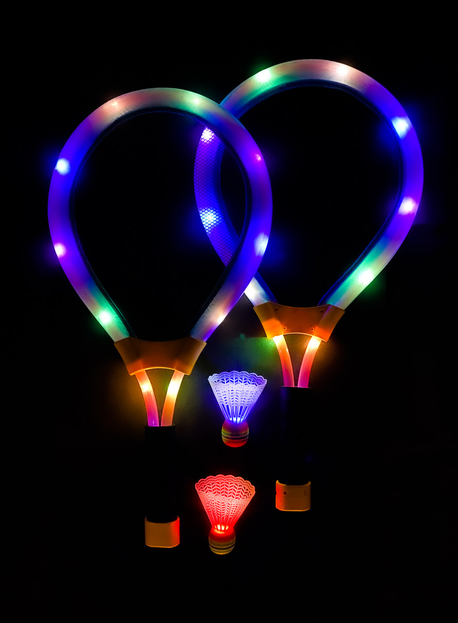 Blue LED Light Up Badminton Set