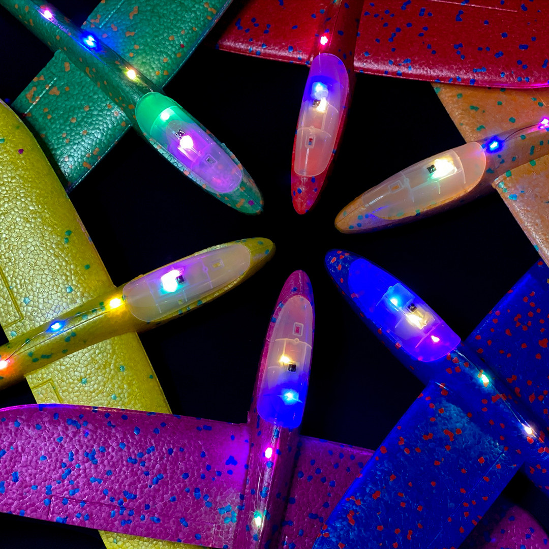 Orange LED Light Up Glider Plane - 2 Pack - Glowsource.com