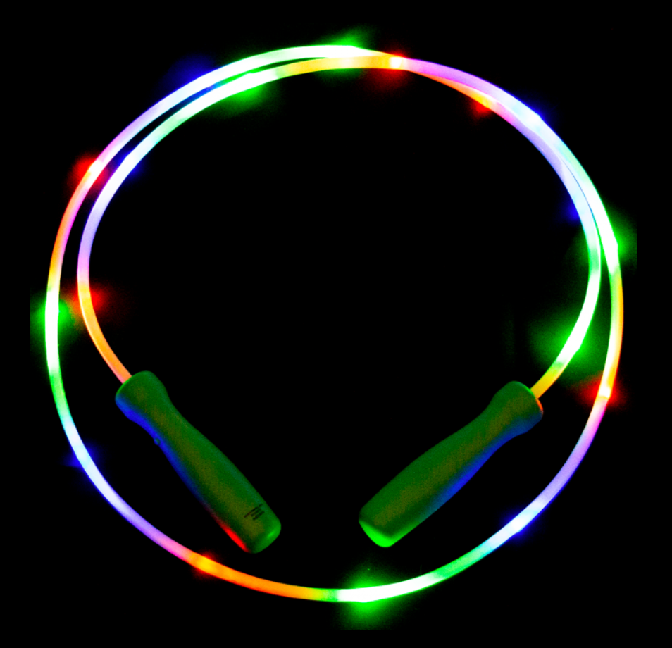 100" Light Up Jump Rope Blue with Green Handles