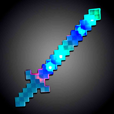 24" Light Up Blue Pixel Sword RGB | Light Up Sabers & Swords