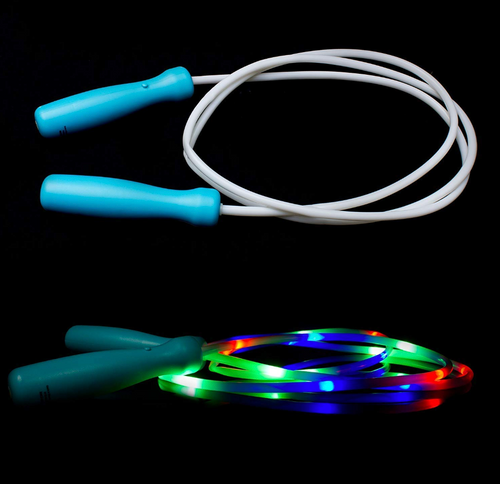 100" Light Up Jump Rope Blue with Green Handles