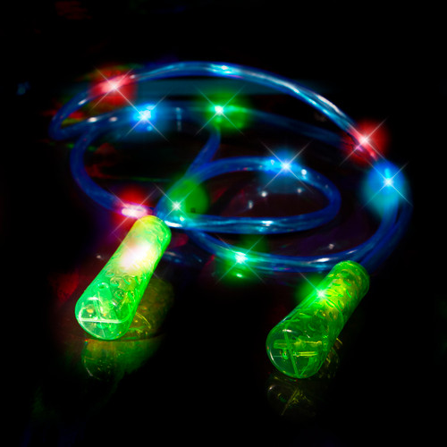 100" Light Up Jump Rope Blue with Green Handles